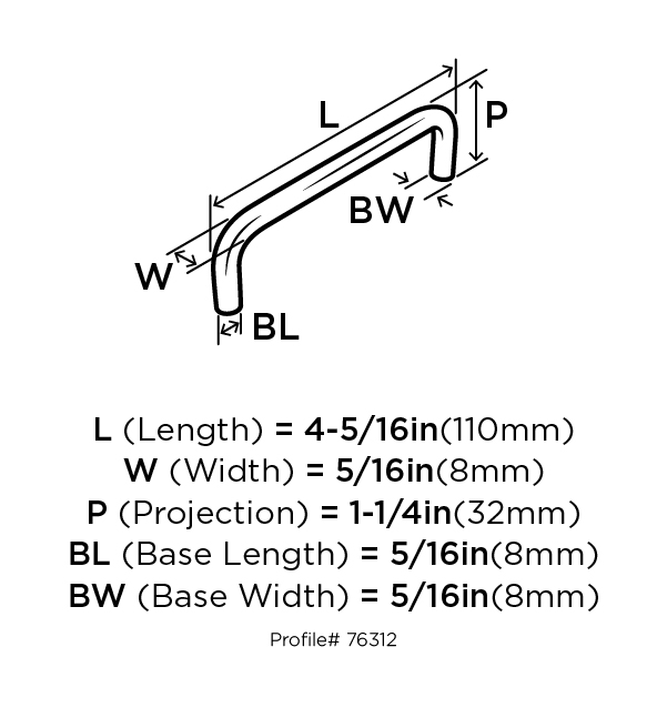 Amerock Brass Wire Pulls Pull Polished Chrome 4 in (102 mm) Center-to ...